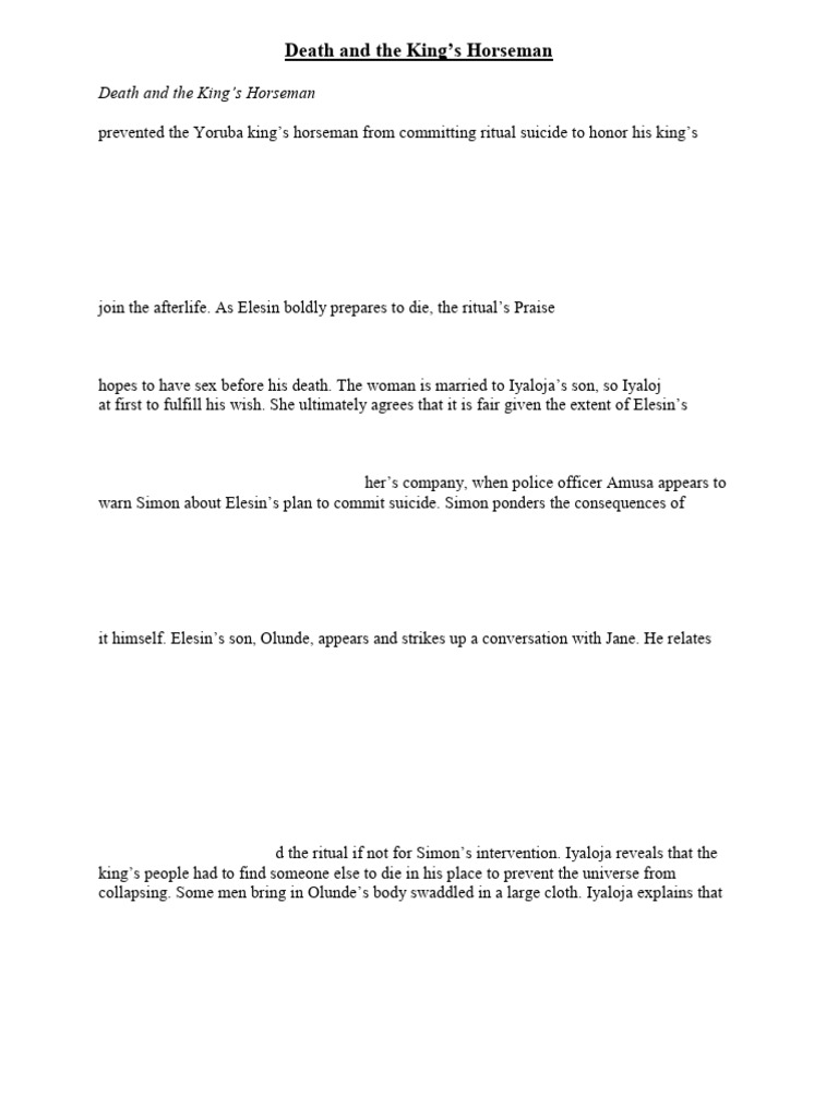 Death and The Kings Horseman Analysis | PDF