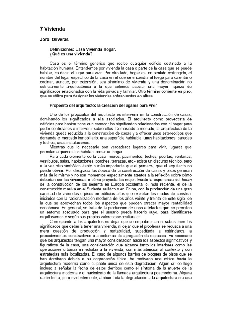 Capitulo 7 - Vivienda | PDF | Barrio residencial | Arquitecto