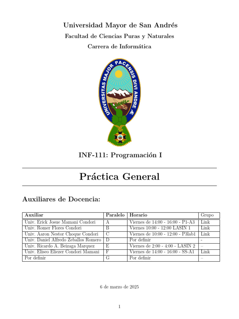 Practica INF 111 2025 | PDF | División (Matemáticas) | Aritmética
