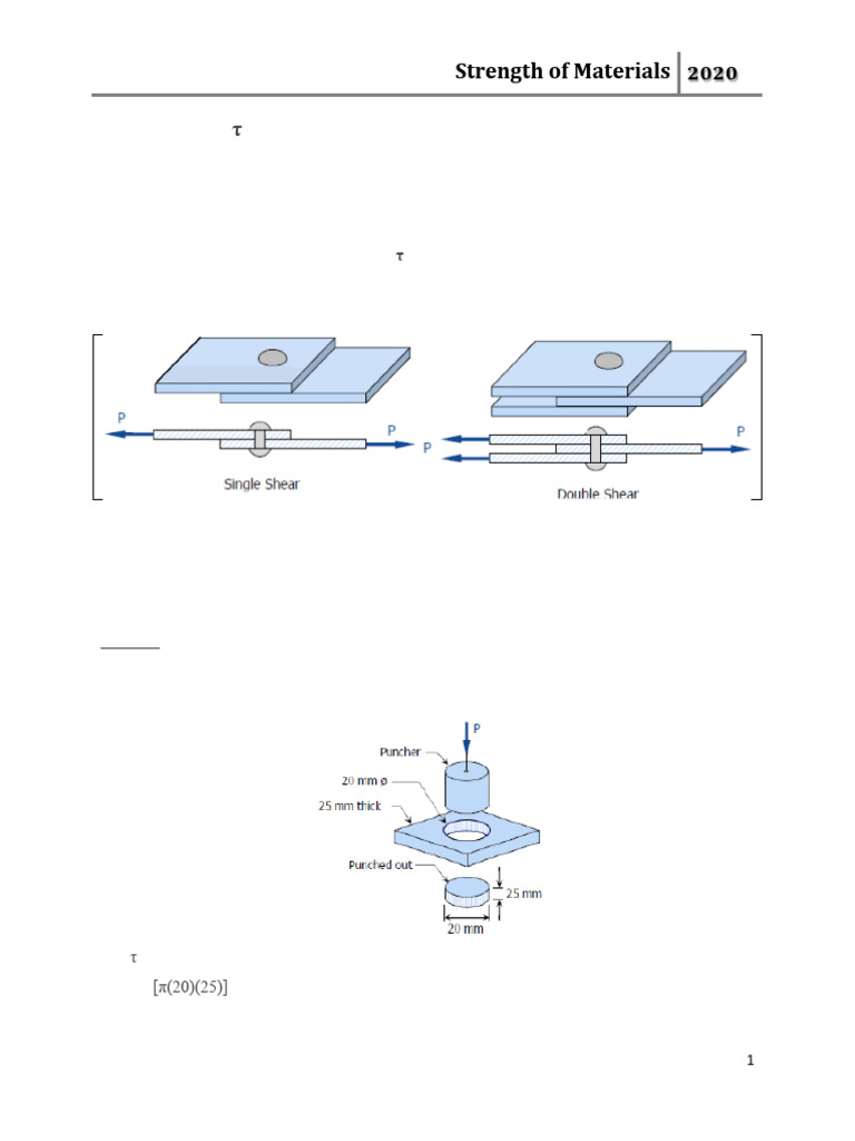 2-Shear Stress and Bearing Stress | PDF | Stress (Mechanics) | Rivet