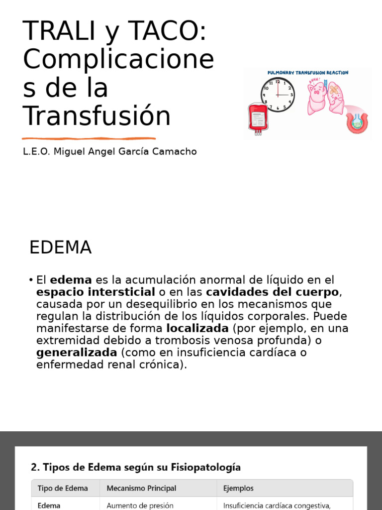 TRALI y TACO | PDF | Edema | Capilar