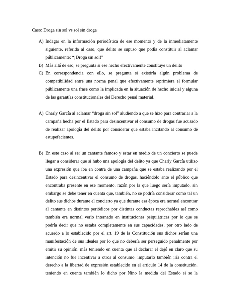 TP N 3 - Droga Sin Sol Vs Sol Sin Droga - Davico-Cordova | PDF | Libertad de expresión | Derecho ...