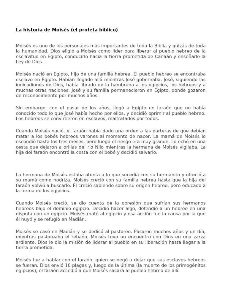 La Historia de Moisés (El Profeta Bíblico) | PDF | Moisés | Libro de ...