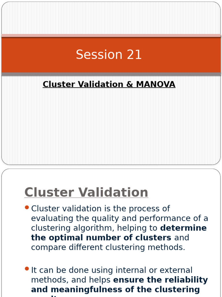 Session21 22 Cluster Validation MANOVA | PDF | Cluster Analysis ...