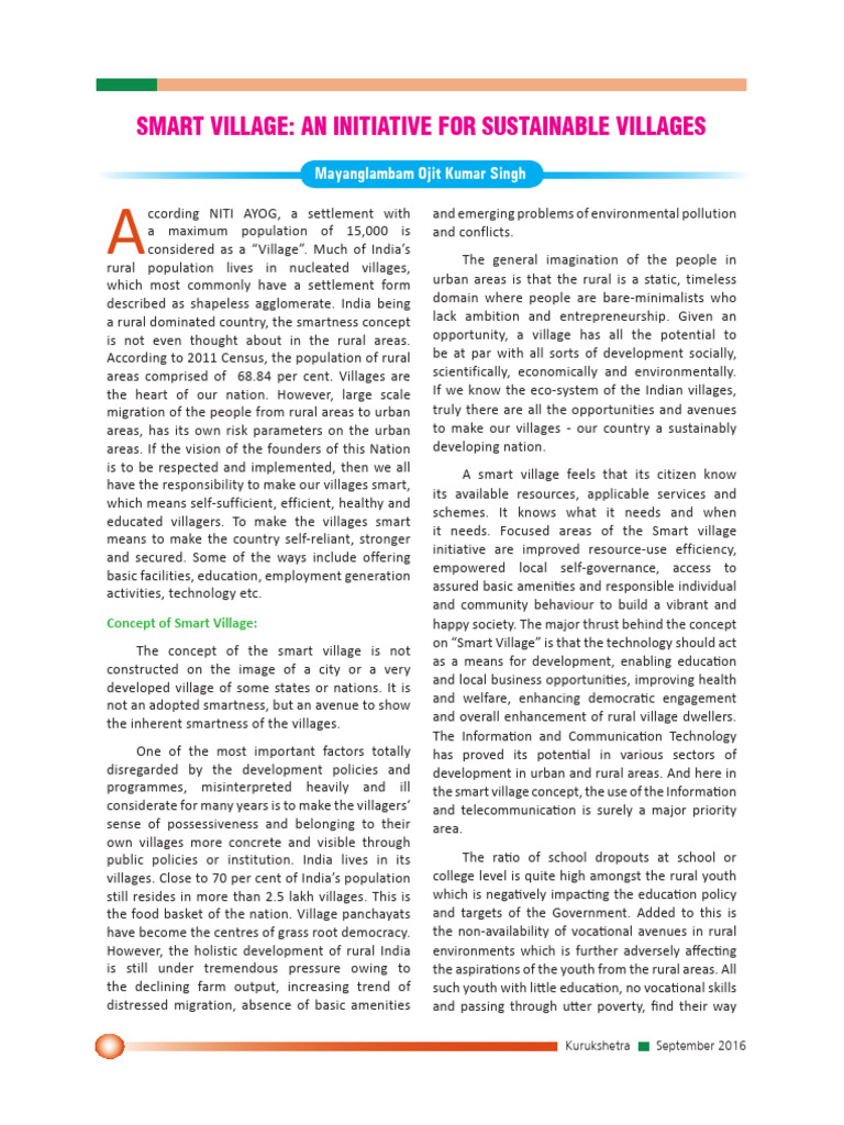 Smart Village Initiative for Rural Development | PDF | Sustainability ...
