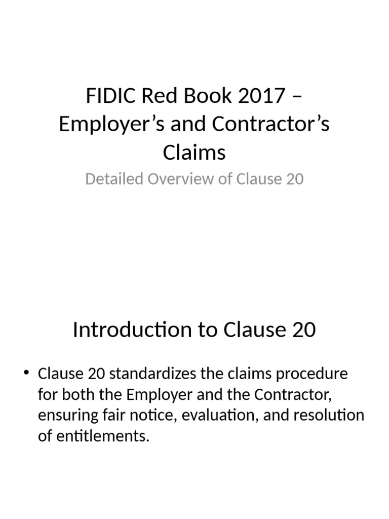 FIDIC Red Book 2017: Clause 20 Claims Guide | PDF