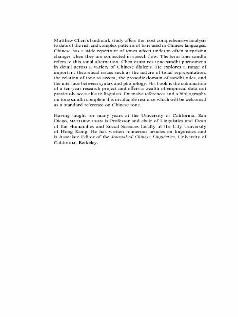 Tone Sandhi - Patterns Across Chinese Dialects Primeiras 40 Pgs | PDF ...