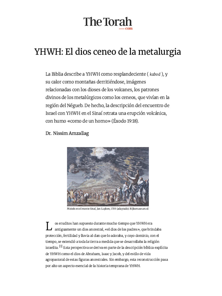 YHWH: Dios ceneo de la metalurgia | PDF | Tetragrammaton | Libro del éxodo