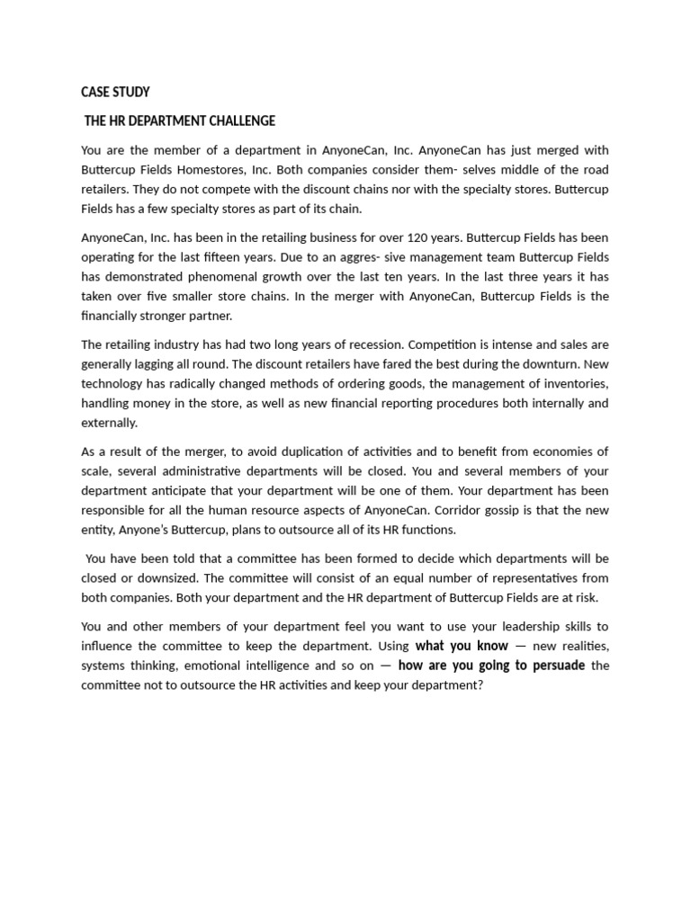CASE STUDY-HR Department | PDF