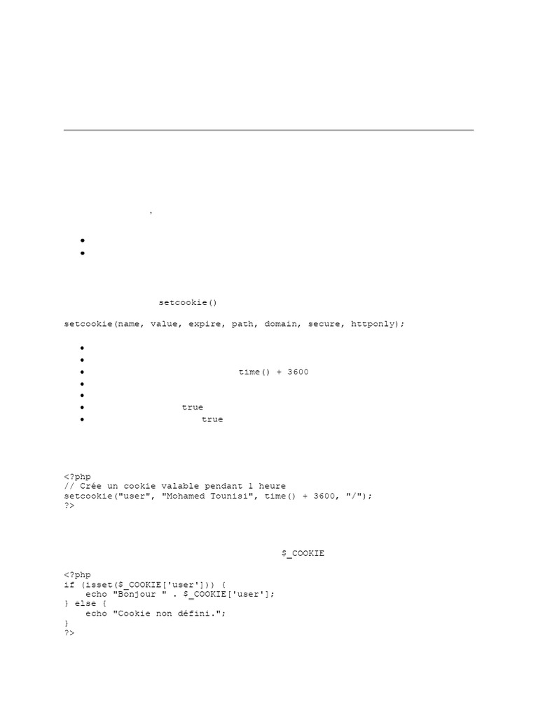 Sessions et Cookies en PHP : Guide Complet | PDF | Cookie (informatique ...