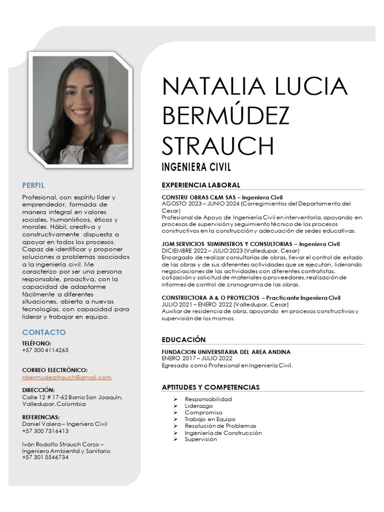 HV_NATALIA BERMUDEZ | PDF | Ingeniero civil | Ingeniería