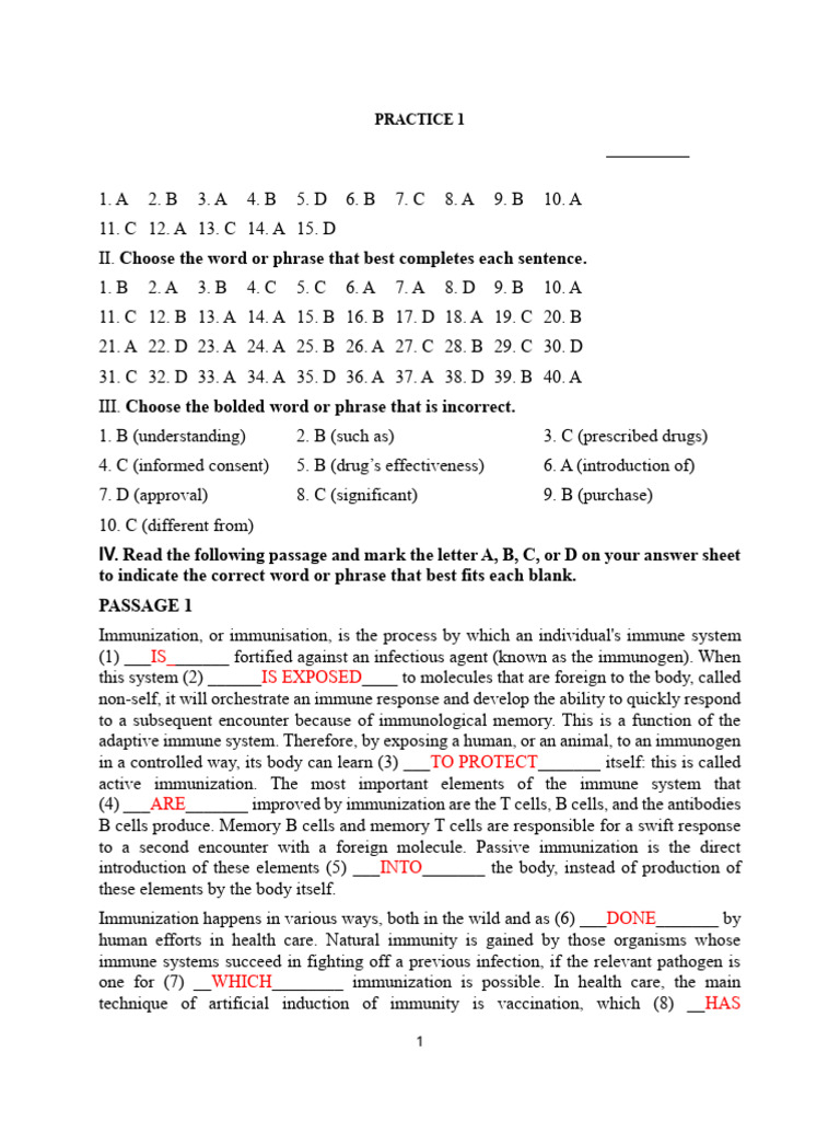 Key-Practice 1 For Students | PDF
