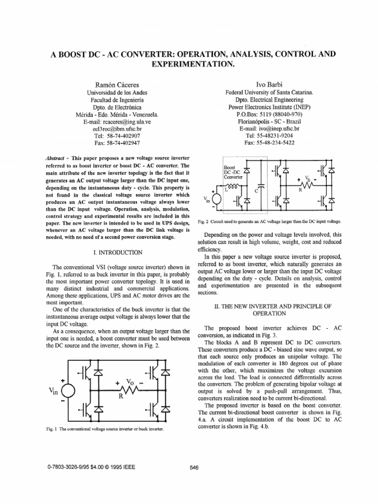 A Boost DC - Ac Converter Operation-Analysis Control and | PDF | Power Inverter | Alternating ...