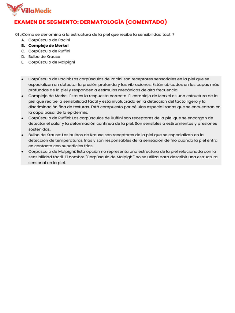 Examen de Segmento - Dermatología (Comentado) | PDF | Perdida de cabello | Psoriasis