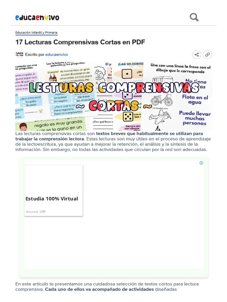 17 Lecturas Comprensivas Cortas PARA EDUCAR | PDF | Comprensión lectora | Comunicación humana
