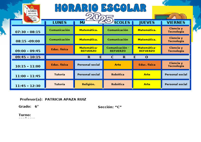 HORARIO 6 C - Patricia | PDF