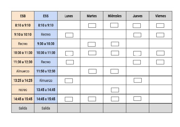 TEACHERS EMPTY TIMETABLE | PDF