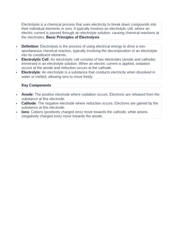 electrolysis basics | PDF