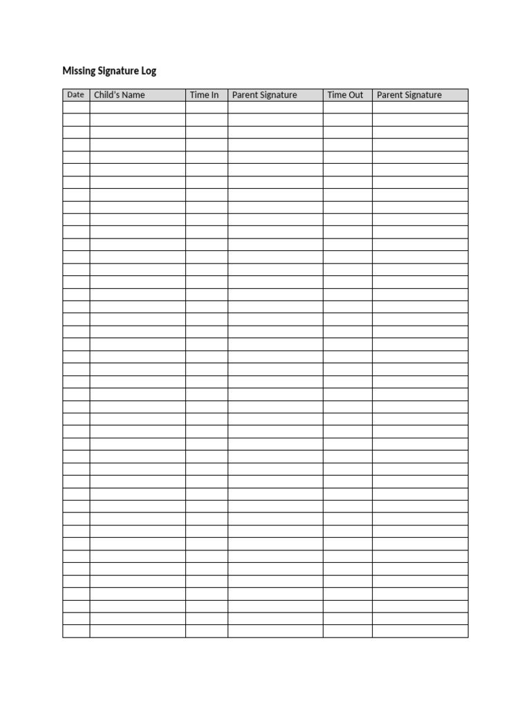 Missing Signature Log (1) | PDF