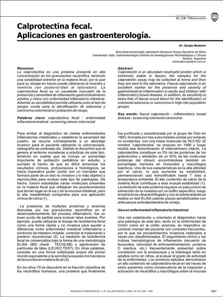 087 Calprotectina fecal Aplicaciones en gastroenterologia | PDF ...