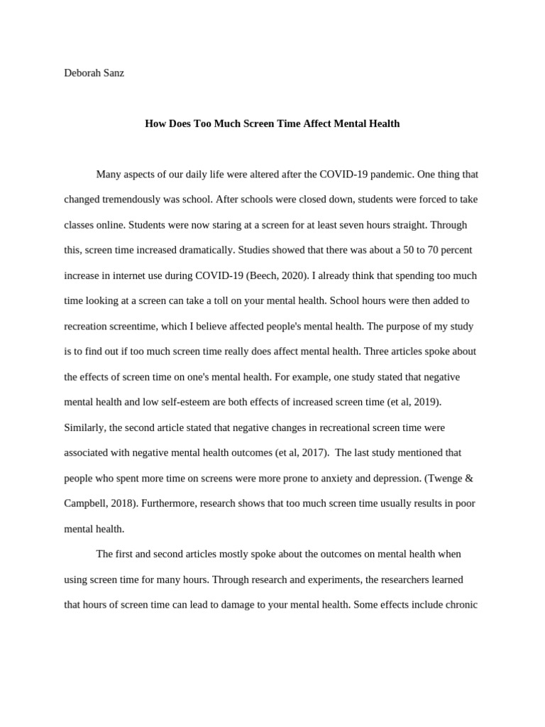 How Does Too Much Screen Time Affect Mental Health | PDF | Mental ...