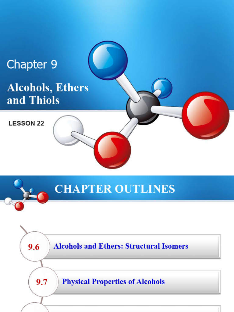 Chapter 09 Alcohols, Ethers and Thiols-Lesson 22 | PDF | Isomer | Ether