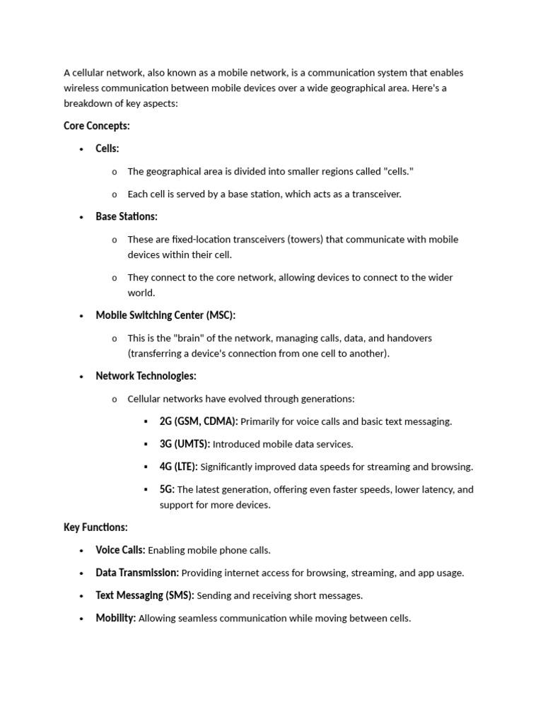 Notes On Celullar Network | PDF | Cellular Network | Information And ...