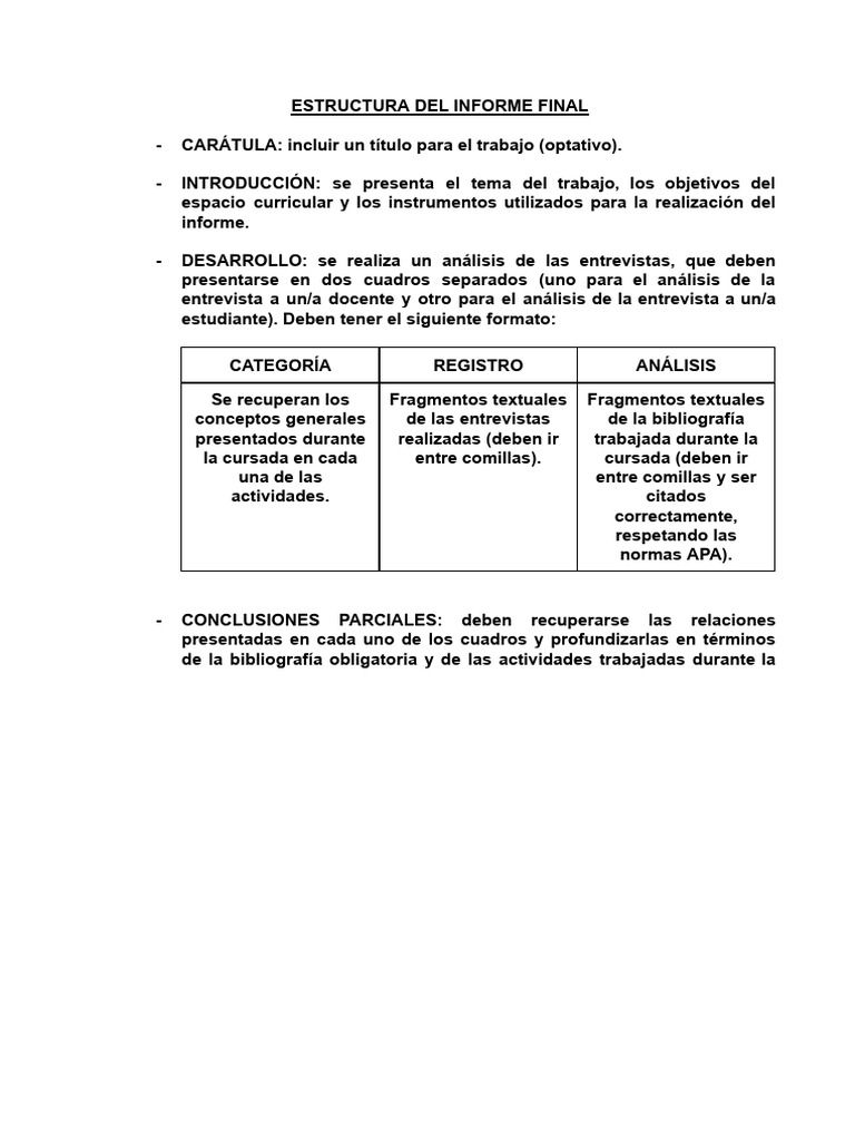 Estructura Del Informe Final | PDF