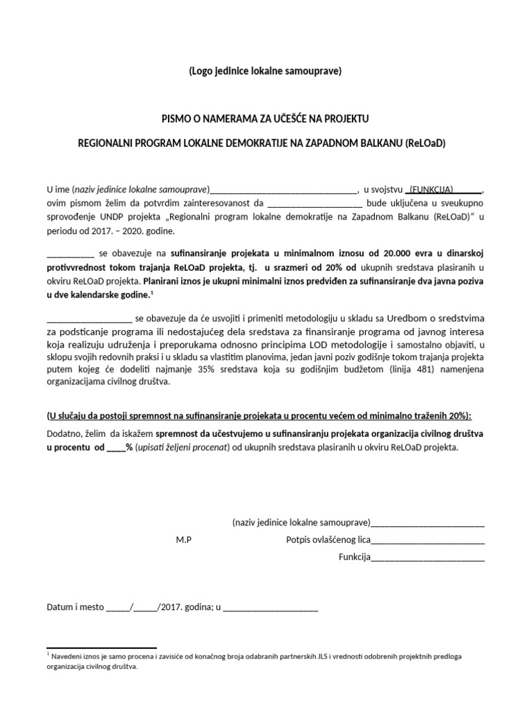 Prilog 3 Pismo o Namerama JLS | PDF