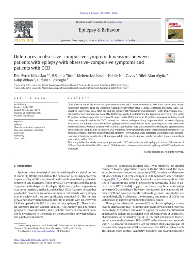 Differences in Obsessive-Compulsive Symptom Dimensions Between Patients ...