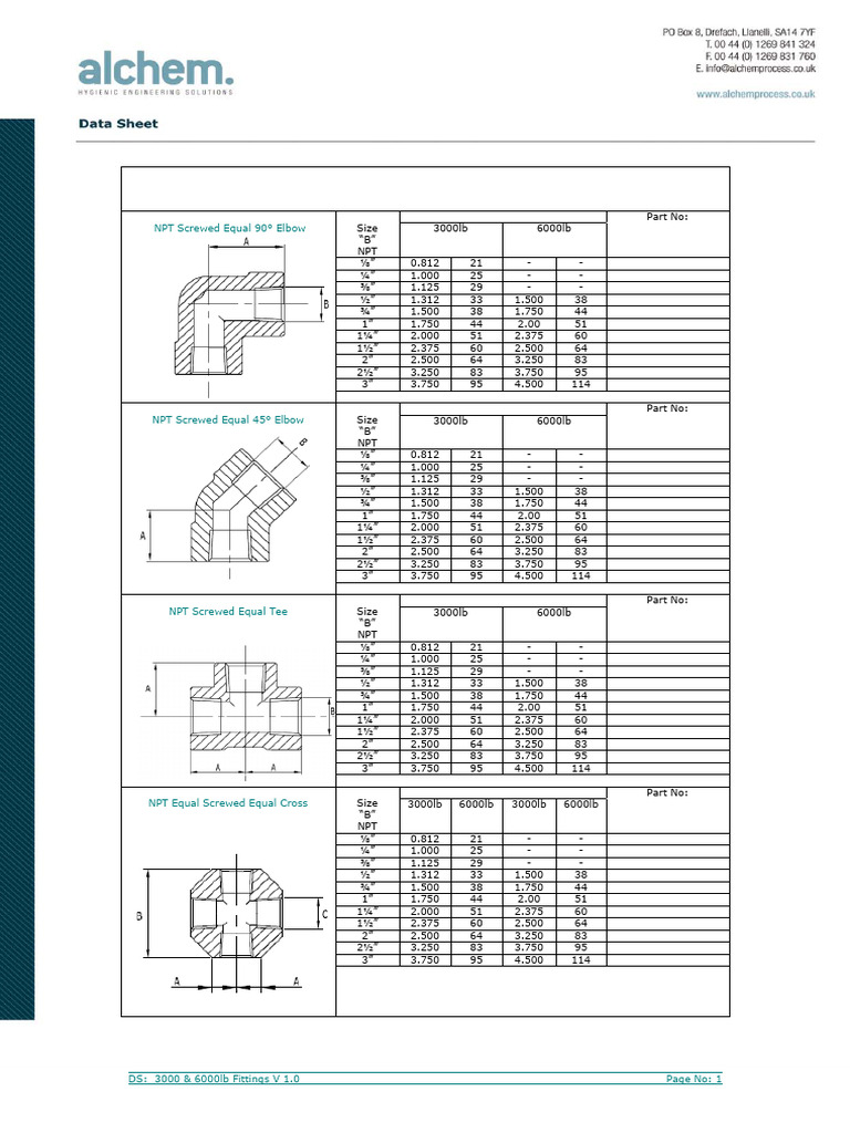 DS 3000 6000Lb Fittings V1 0 | PDF | Plumbing | Machining