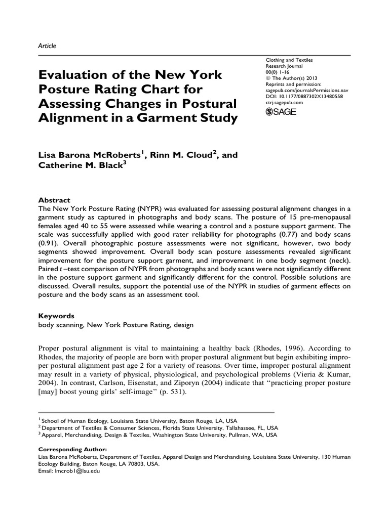 Evaluating NY Posture Rating in Garment Study | PDF | Clothing ...