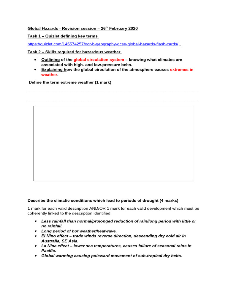 Global Hazards Revision Session Guide | PDF | Plate Tectonics | Earthquakes