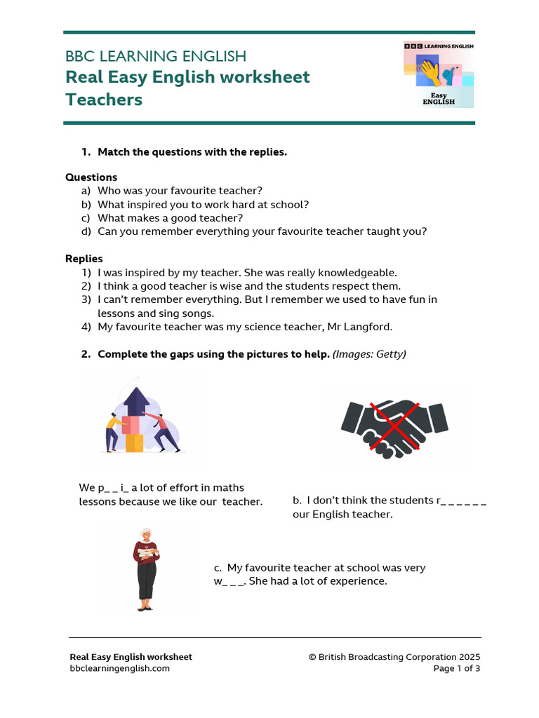 RealEasyEnglish Teachers Worksheet | PDF | Human Communication | Learning