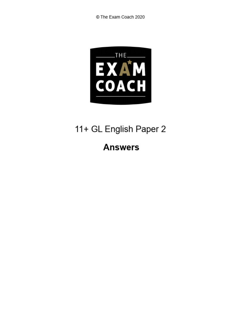 11+ GL English Paper 2 Answers | PDF | Punctuation | Notation