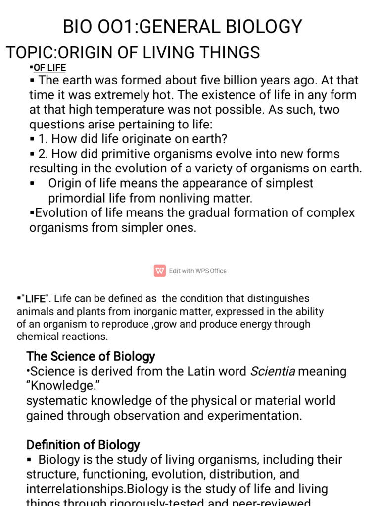 Origin and Definition of Life in Biology | PDF | Biology | Experiment
