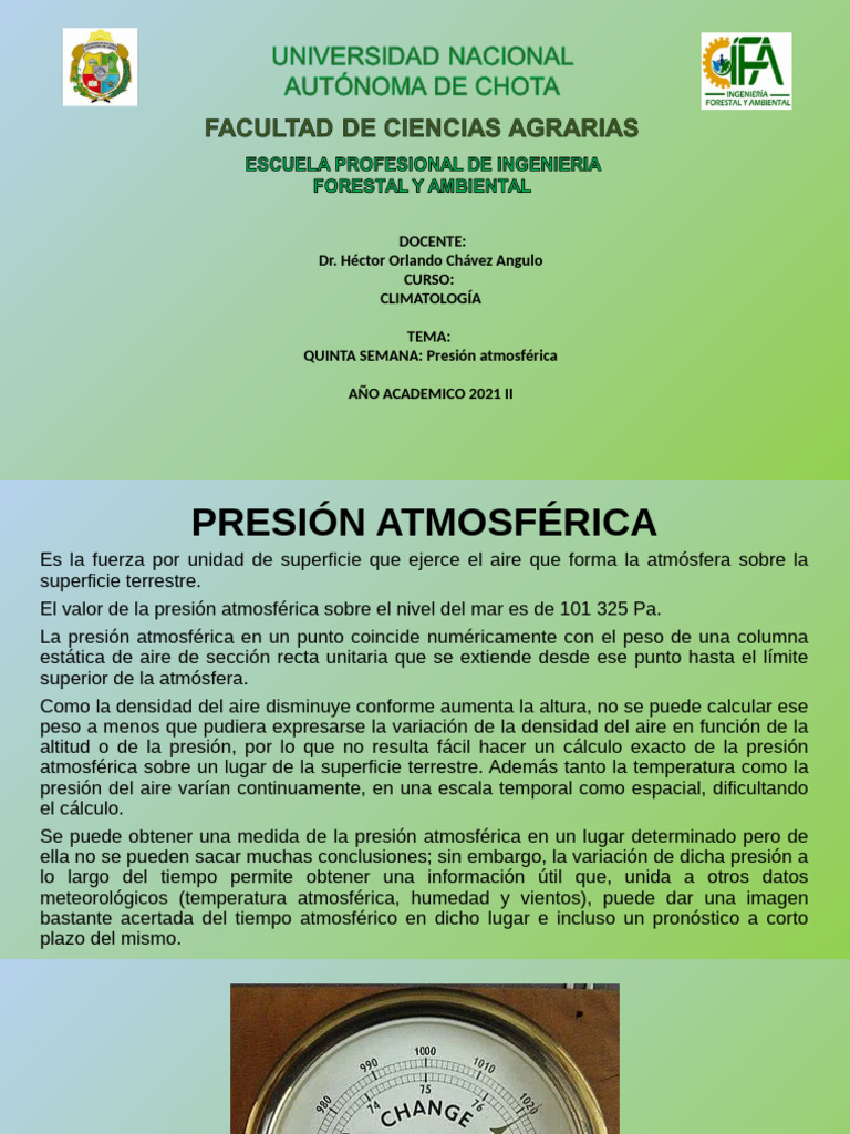 5ta Semana Presión Atmosférica | PDF | Presión atmosférica | Atmósfera