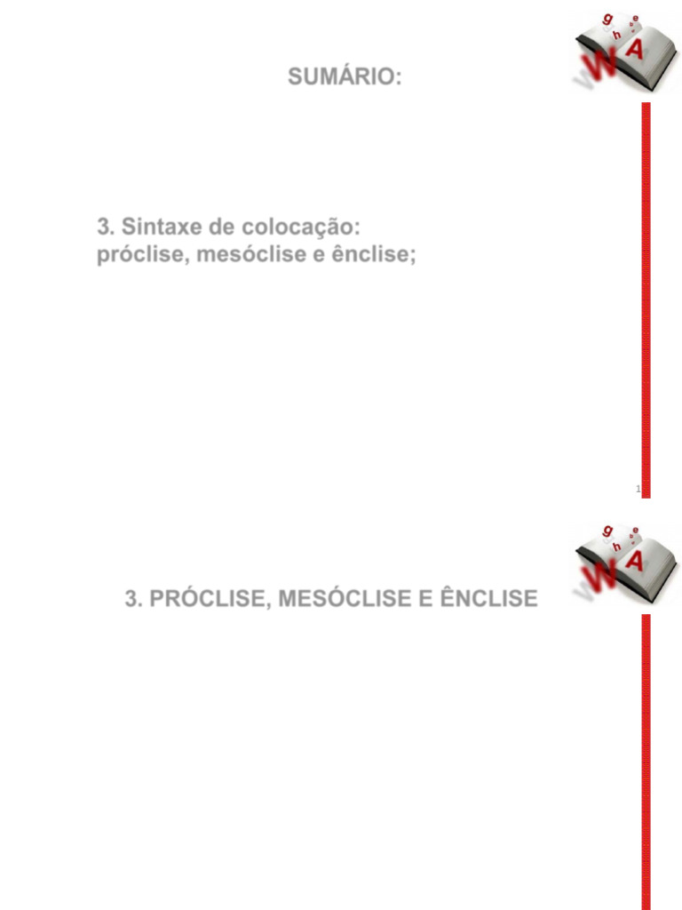 Próclise, Mesóclise e Ênclise | PDF | Unidades semânticas | Relações ...