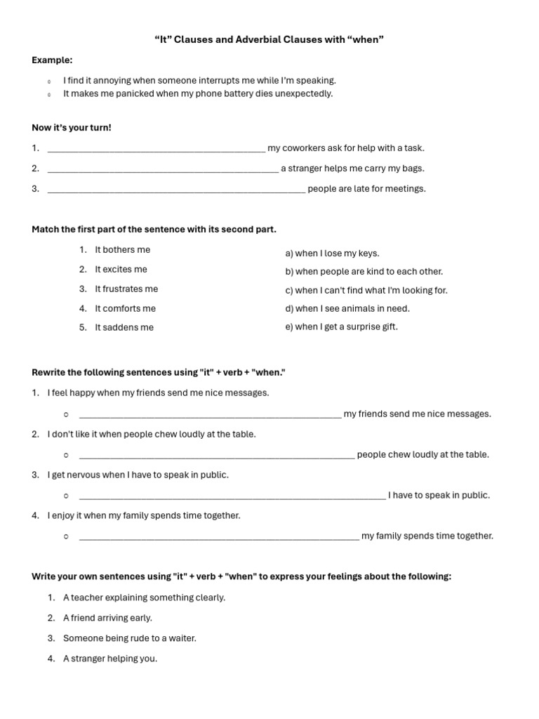 It Clauses and When Exercises | PDF