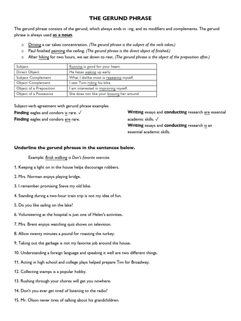 Understanding Gerund Phrases | PDF