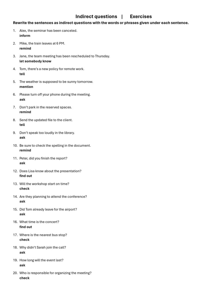 Indirect Questions | PDF