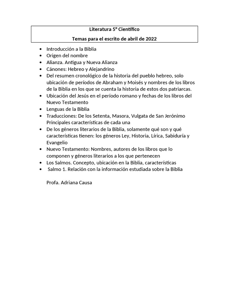 Temas para Escrito Abril 2022 | PDF