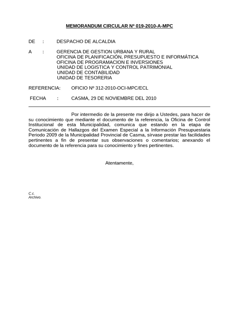 Memo Circular #019-10-2009 | PDF