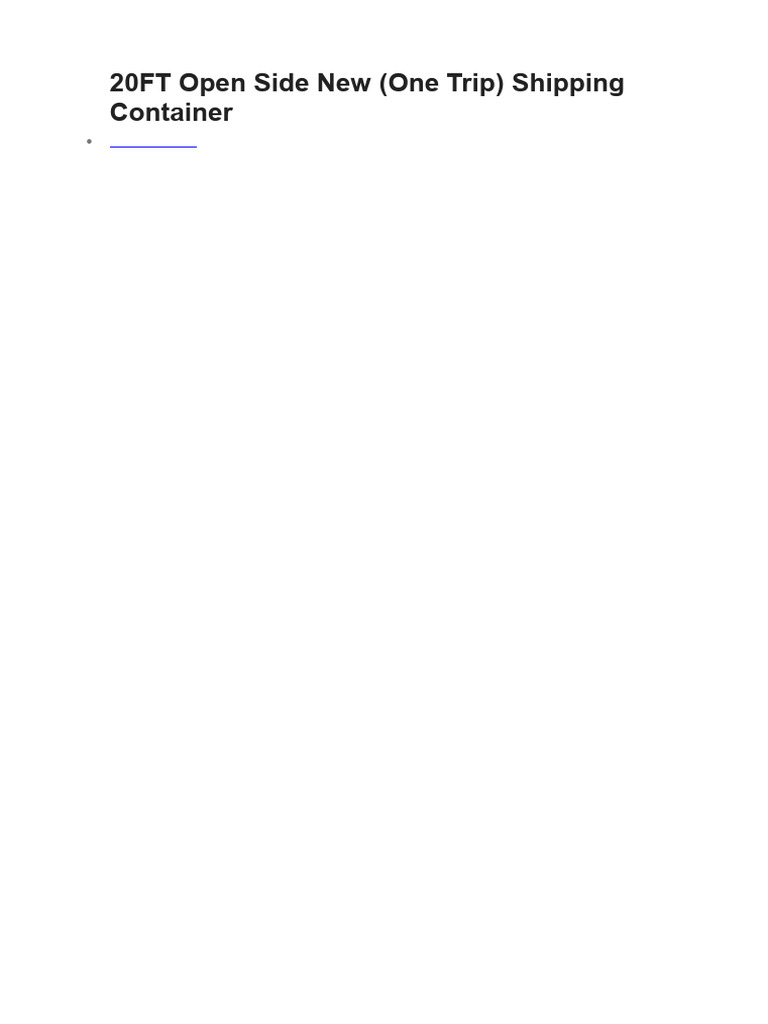 20FT Open Side New (One Trip) Shipping Container | PDF