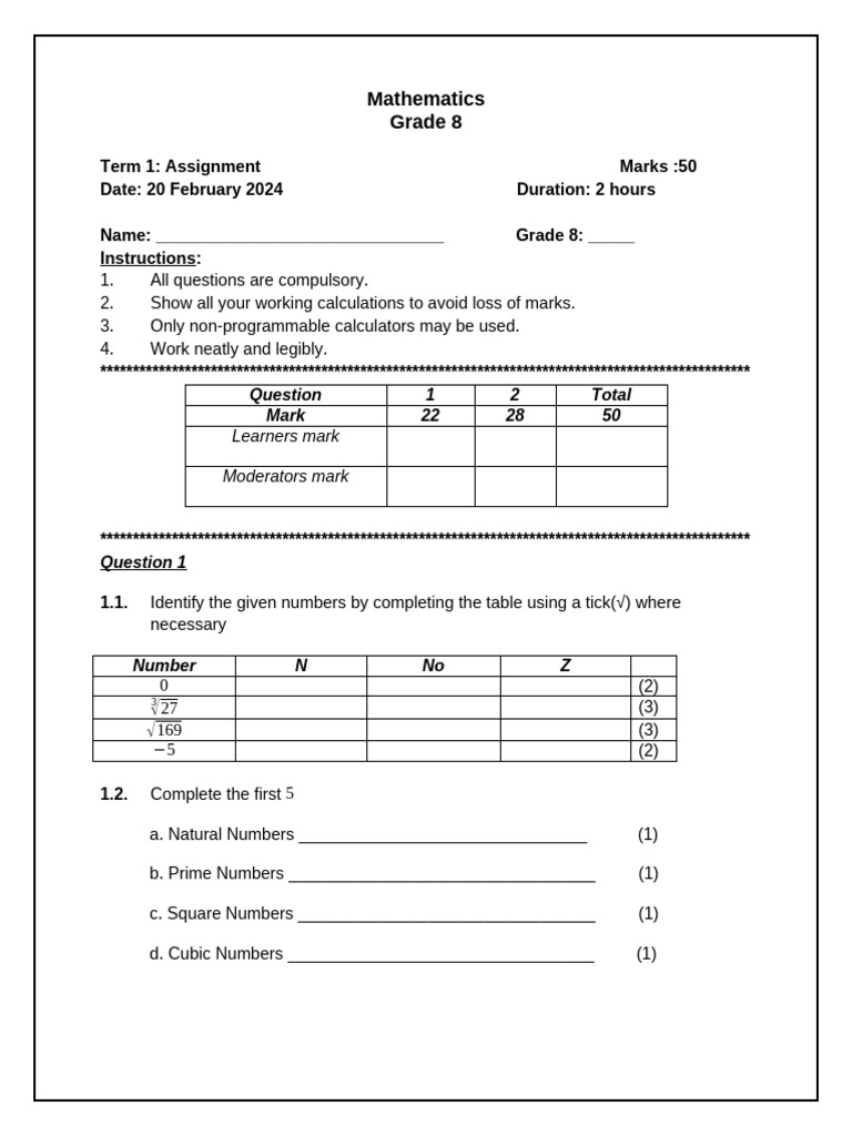 Maths GR 8 Assignment and Memo | PDF | Financial Services | Trade