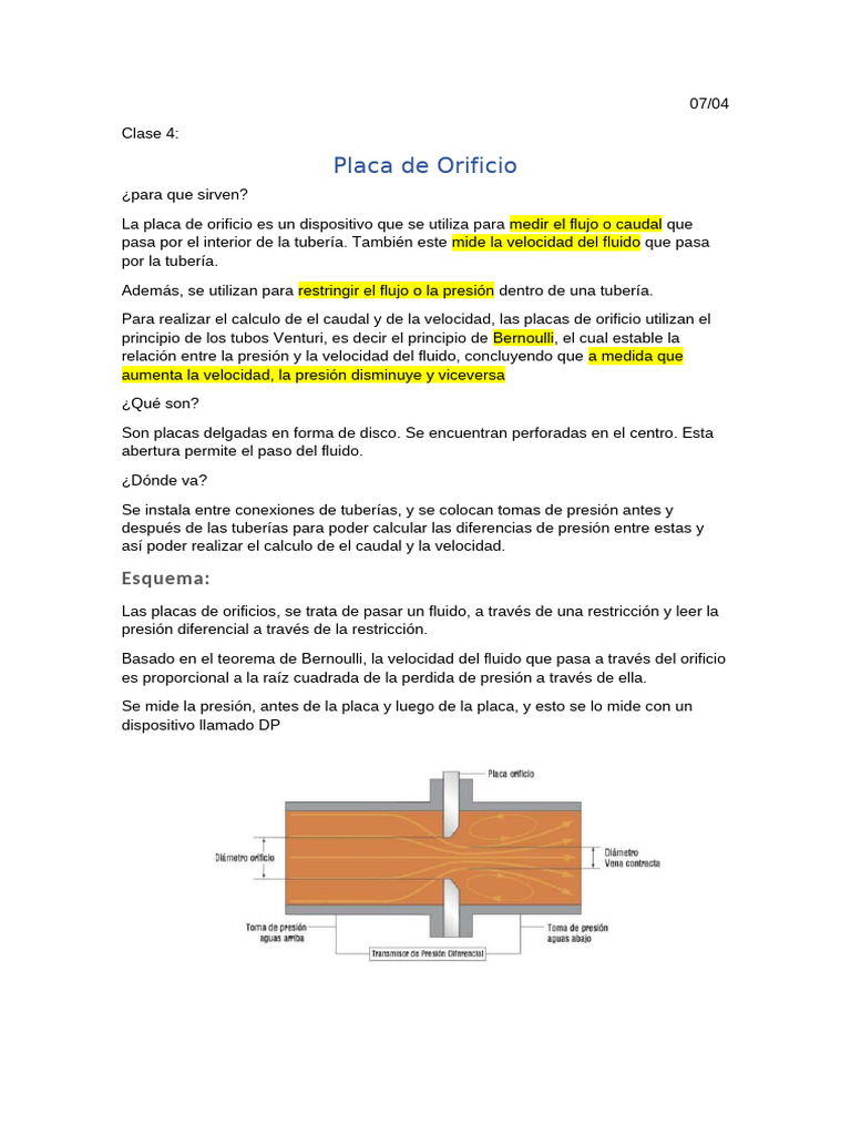 Sistema de Placa de Orificio - Produccion de hidrocarburos | PDF | Presión | Medición de flujo