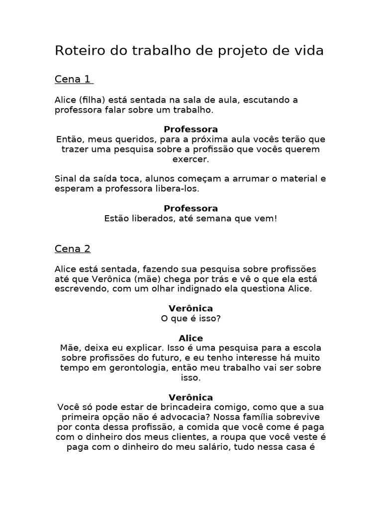 Roteiro Do Trabalho de Projeto de Vida | PDF | Advogado | Dinheiro