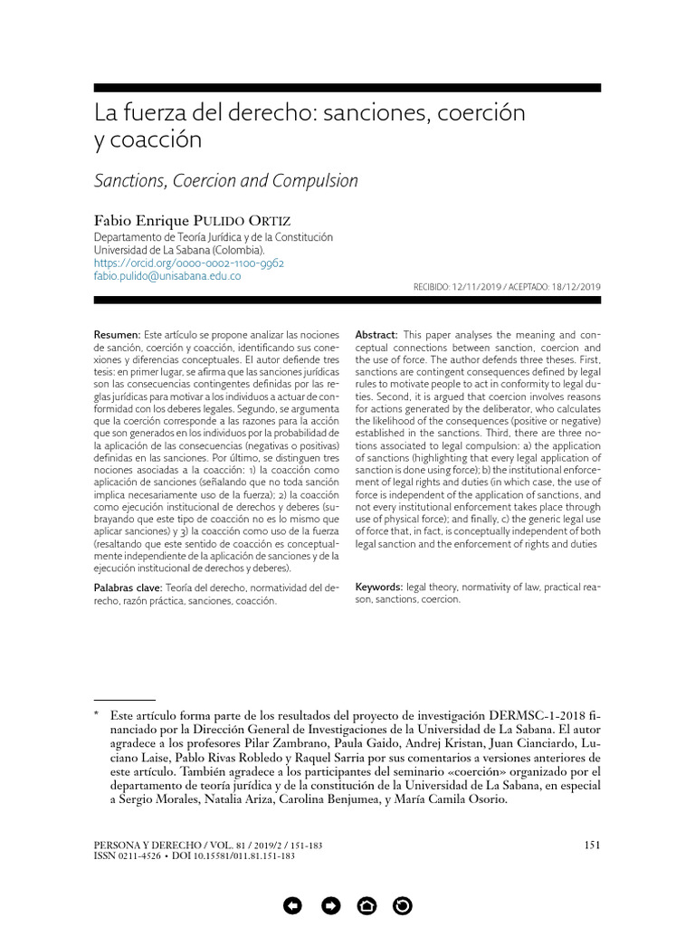 La Fuerza Del Derecho Sanciones, Coerción | PDF | Coerción | Multa (pena)