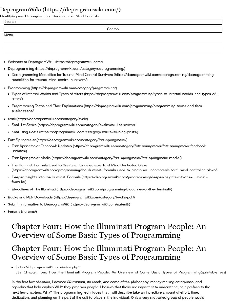 Chapter Four - How The Illuminati Program People - An Overview of Some ...